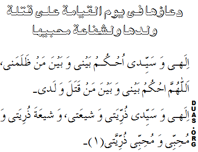 Janabe Fatima's Duaa cursing the killer of her son and intercession of her lovers on the day of ...